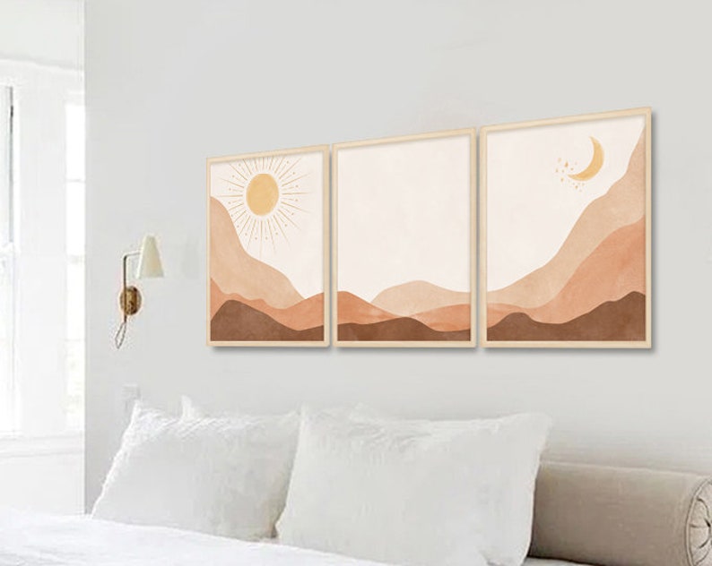 Boho Sun Moonboho Wall Art Boho Set Sun Moon Art rising - Etsy