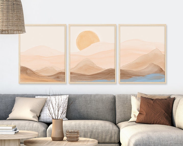 Boho Decor Boho Wall Art Mountain Sun Boho Rising Sun Boho | Etsy