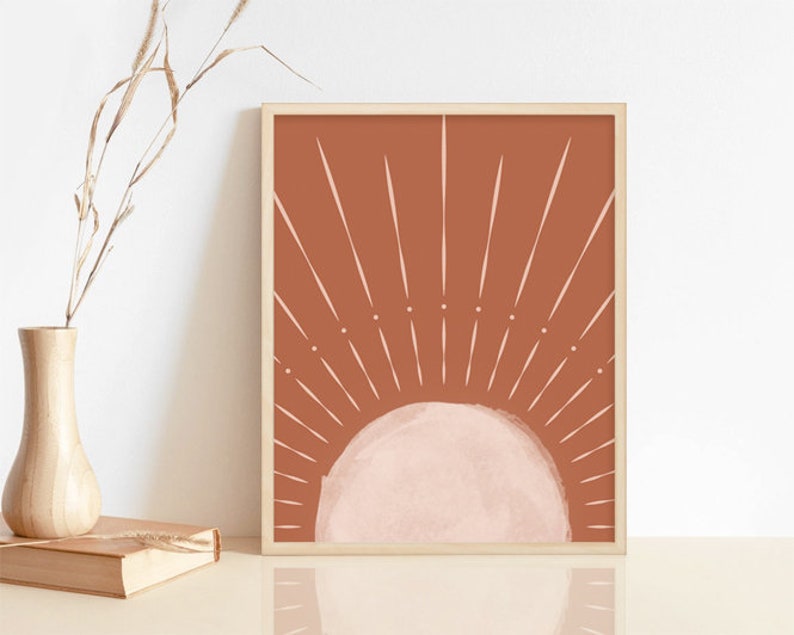 Boho Set of 3terracotta Wall Artbohemian Sun Wall Artboho | Etsy