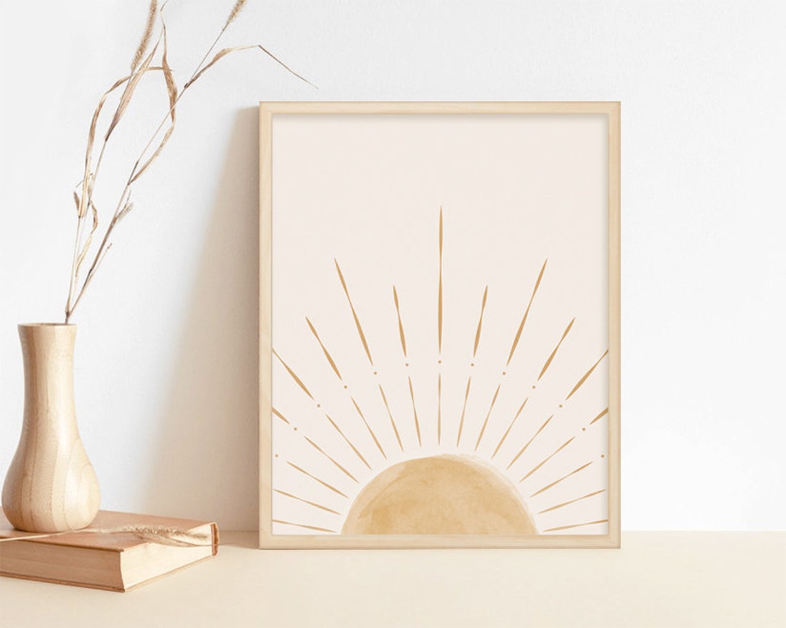 Boho Sun Boho Wall Art Rising Sun Boho Style Terracotta - Etsy