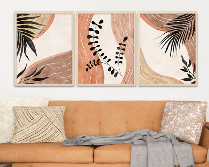 Boho Wall Art Boho Set of 3 Boho Botanical Wall Art Boho | Etsy