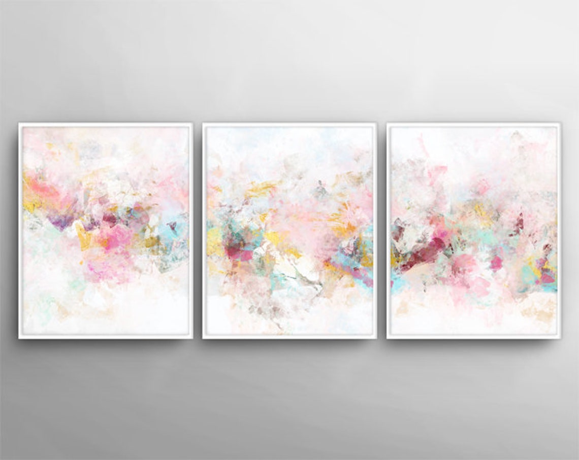 Bedroom Room Posterset Set of 3 Pink Art Set Pink Gold Set - Etsy