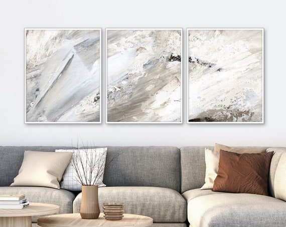 Minimal Abstract Art Set of 3 Modern Art Set Neutral - Etsy
