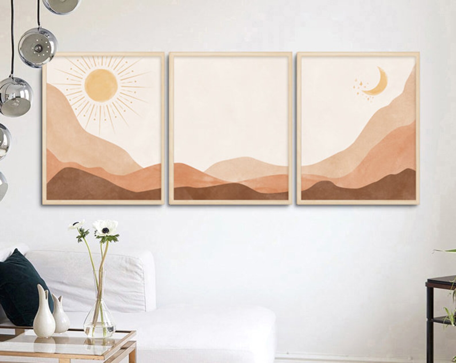 Boho Sun Moonboho Wall Art Boho Set Sun Moon Art rising - Etsy