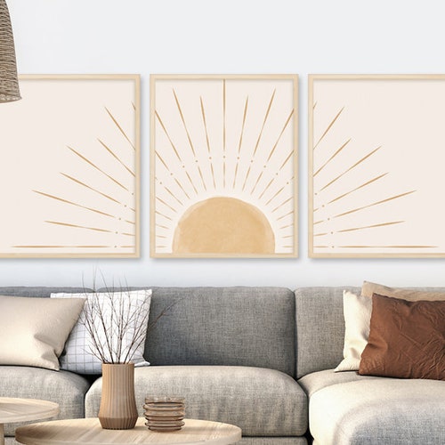 Boho Set of 3boho Wall Art Bohemian Sun Wall Artsun Decor - Etsy