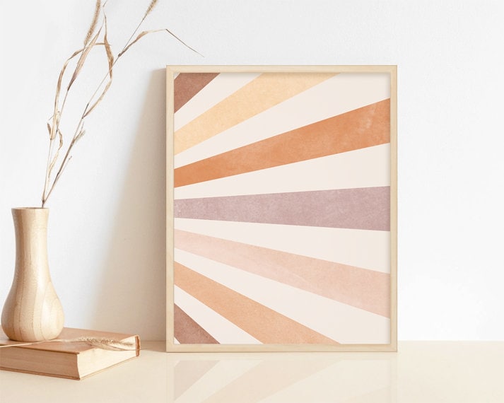 Boho Decor Boho WallArt Rainbow Sun Boho Mid Centoury | Etsy