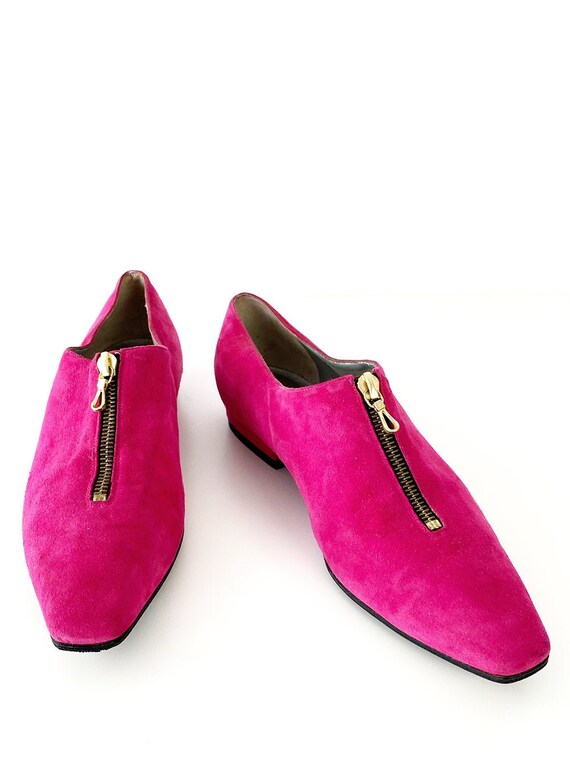 LAURÈL Vintage Pink Suede Shoes With Gold Zippers | Etsy