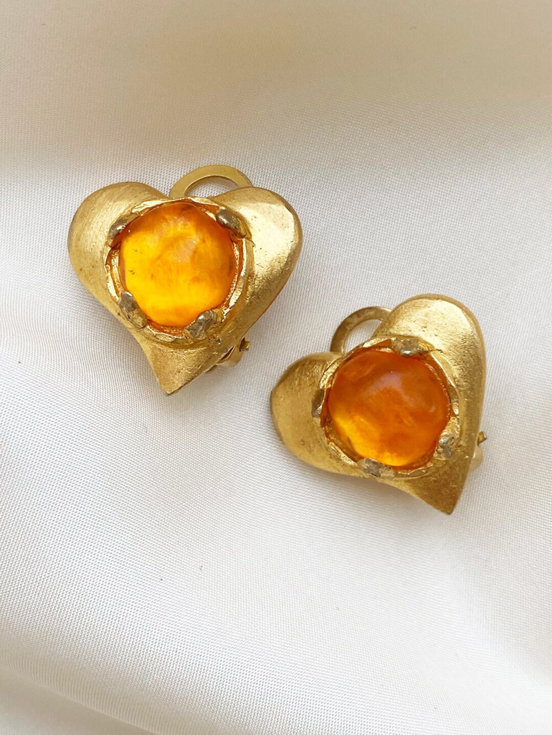 EDOUARD RAMBAUD Paris Vintage Goldplated Gold Clip on Earrings With ...