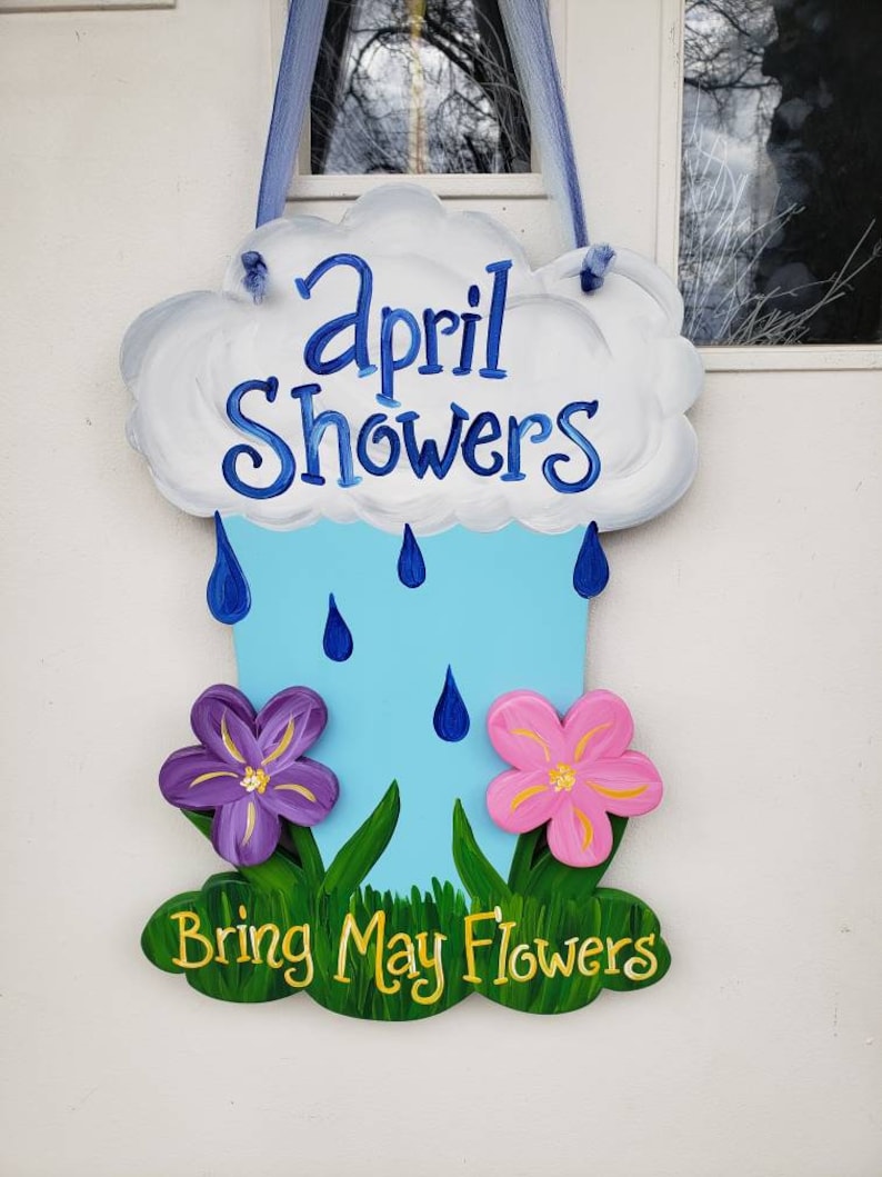 April Showers Bring May Flowers 3D Door Hang - Etsy