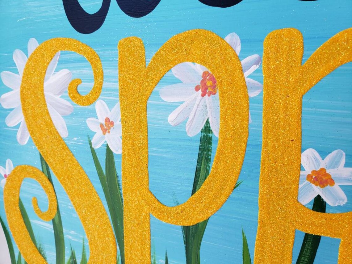 Welcome Spring Plaque Door Hang - Etsy