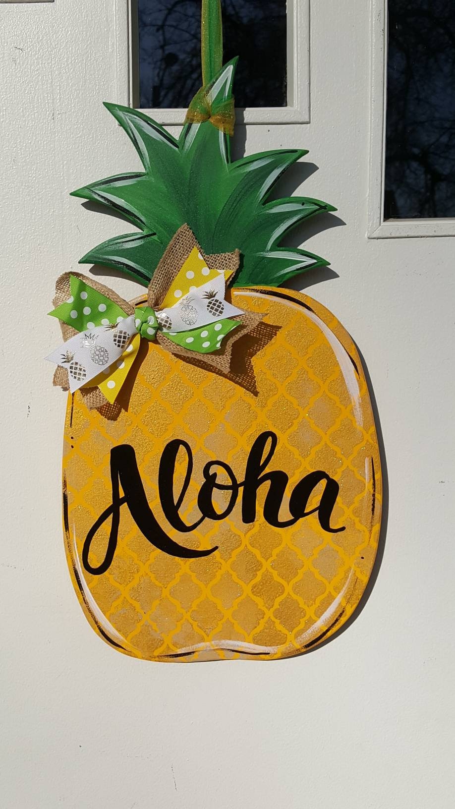 Glittering Summer Pineapple in 2 Styles Door Hang With Words, Names ...