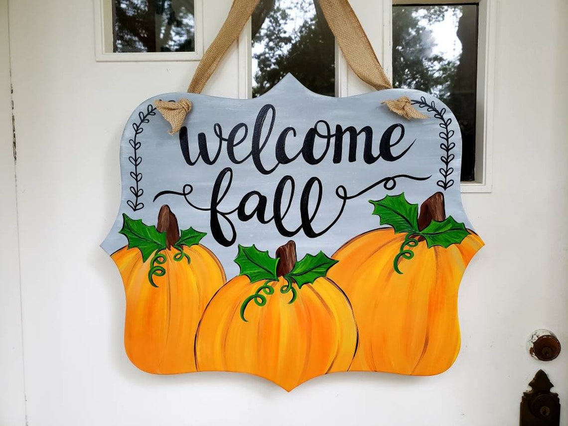 Fall Welcome Plaque Large Door Hang | Etsy