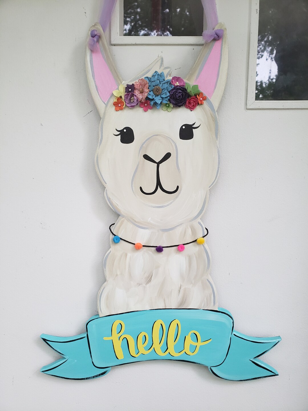 Hello Llama Head Door Hang in Several Colors - Etsy
