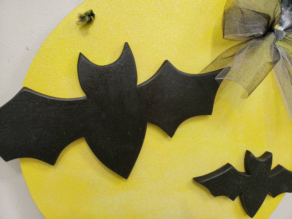 Glow in the Dark Full Moon With 3D Bats Door Hang - Etsy