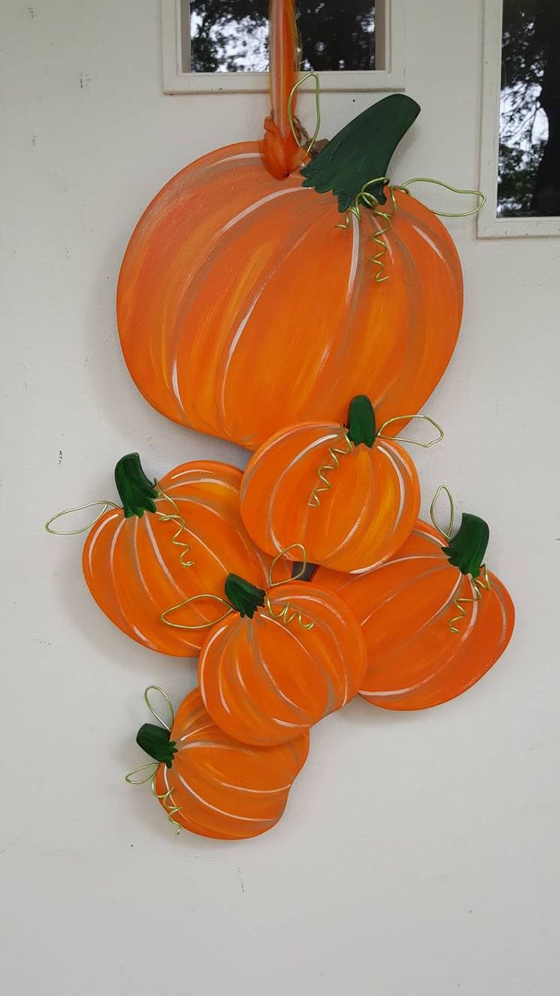 Fall Pumpkin Cluster 3D Door Hang in Orange or Cream - Etsy