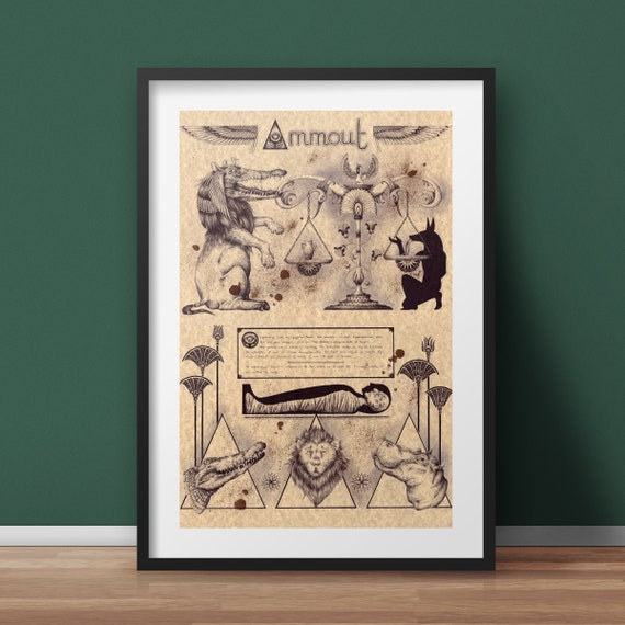 Large Ammout Egyptian Mythology Art Print | Etsy