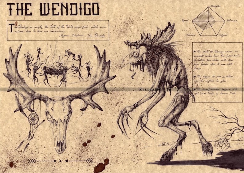 Medium Wendigo Algonquian Folklore Art Print - Etsy