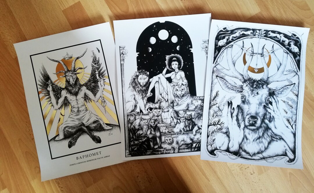 Large - Baphomet - Special Gold Art Print - Etsy