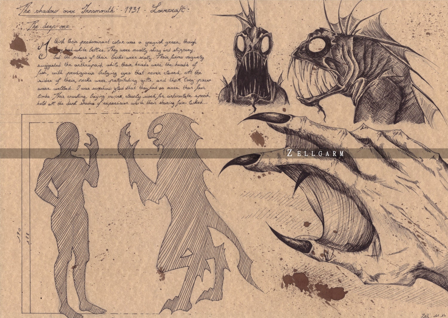 Medium Deep One Lovecraft Art Print - Etsy España