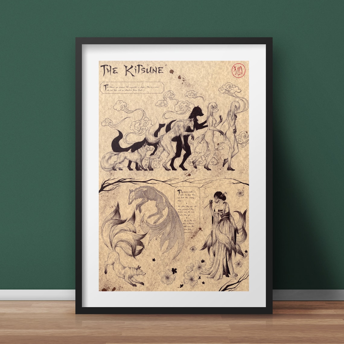 Large Kitsune Japan Mythology Art Print - Etsy