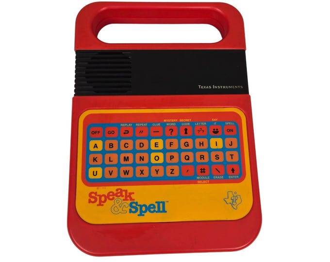 Vintage 80s Texas Instruments Speak & Spell Electronic Learning Toy ET ...