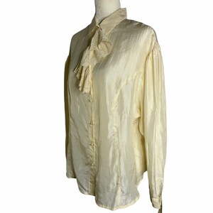 Vintage Shelli Segal Secretary Blouse S Beige Silk Pearl Buttons Lace ...