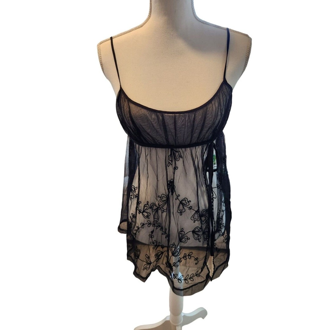 Vintage Black Lace Sheer Sexy Spaghetti Strap Lingerie Sheer Top - Etsy