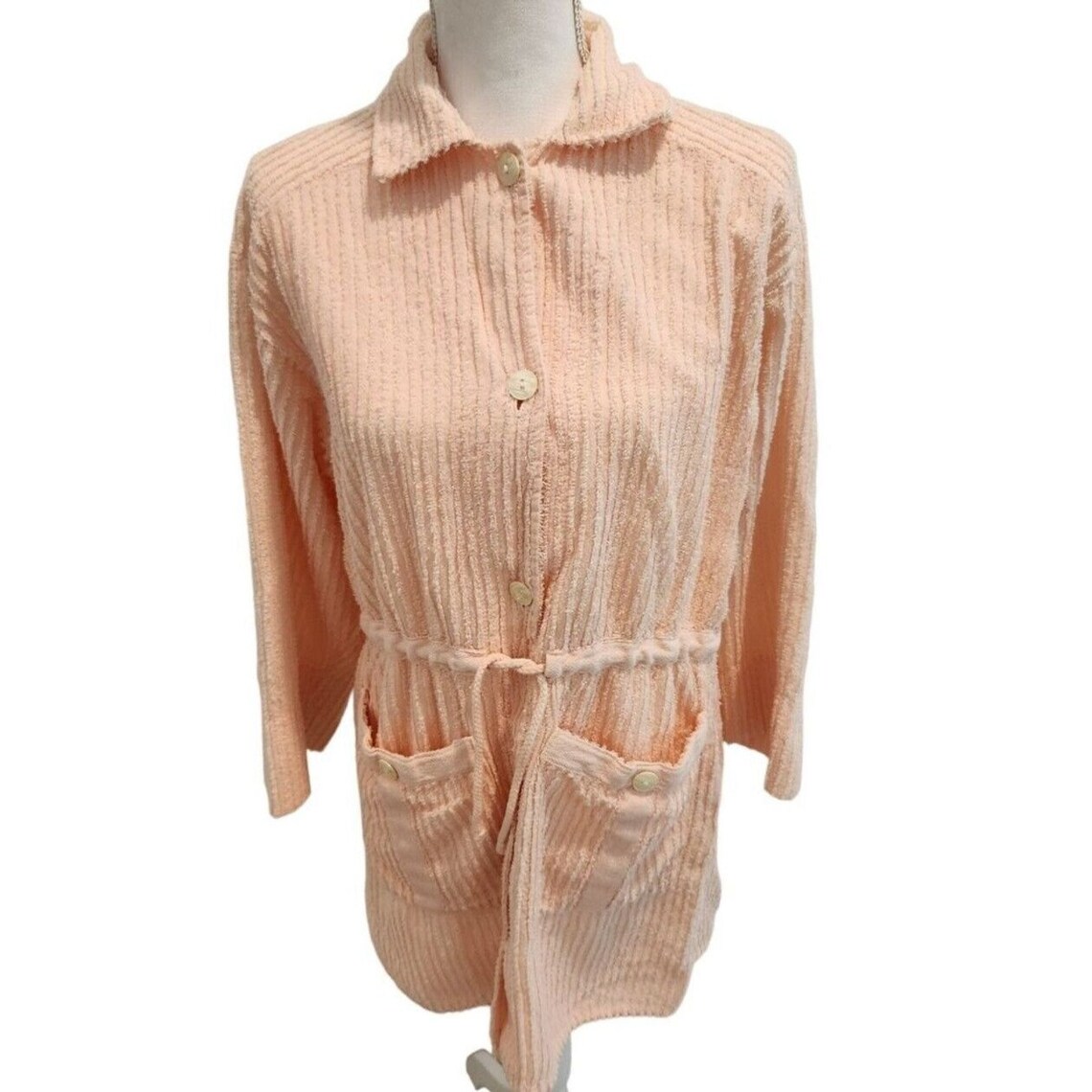 Vintage 70s Tuftees Terrycloth Chenille Pink Robe M USA Made Swim Cover ...
