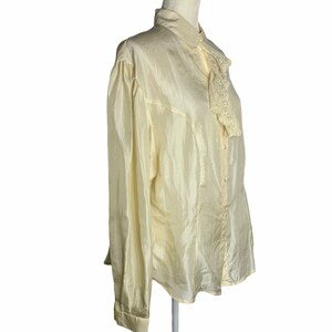 Vintage Shelli Segal Secretary Blouse S Beige Silk Pearl Buttons Lace ...