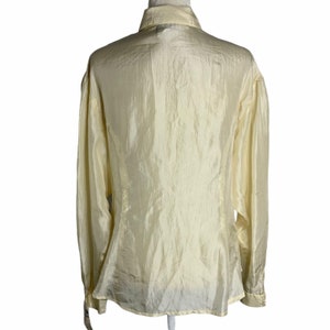 Vintage Shelli Segal Secretary Blouse S Beige Silk Pearl Buttons Lace ...