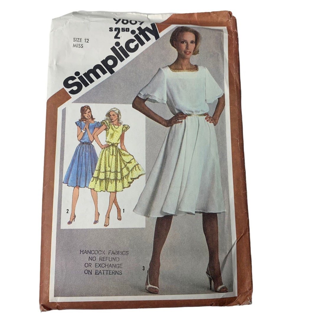 Vintage 80s Simplicity 9869 Pattern Misses 6-14 Midi Dress in Two ...