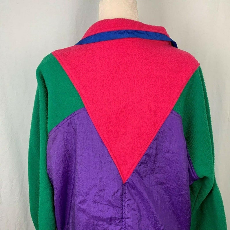 Vintage 80s Fleece Nylon Full Zip L Jacket Color Block Pink - Etsy