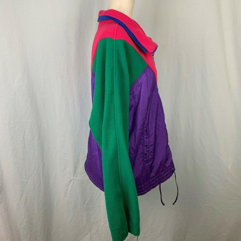 Vintage 80s Fleece Nylon Full Zip L Jacket Color Block Pink - Etsy