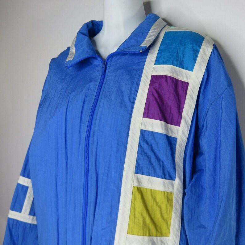 Vintage 90s Mens S Color Block Track Jacket Blue Purple Teal | Etsy