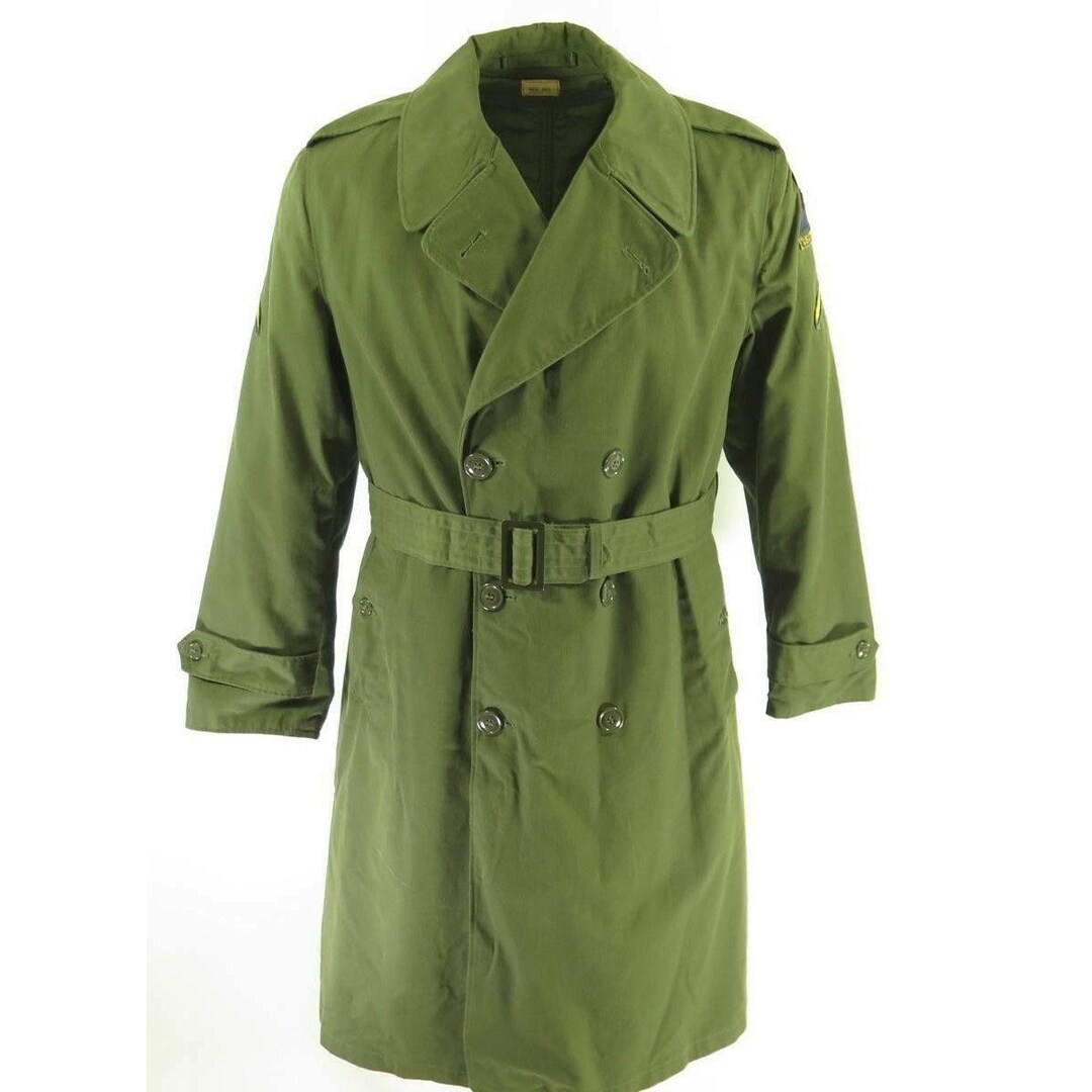 Vintage 50s US Army M-1950A Overcoat M Green Military Wool Liner USATC ...