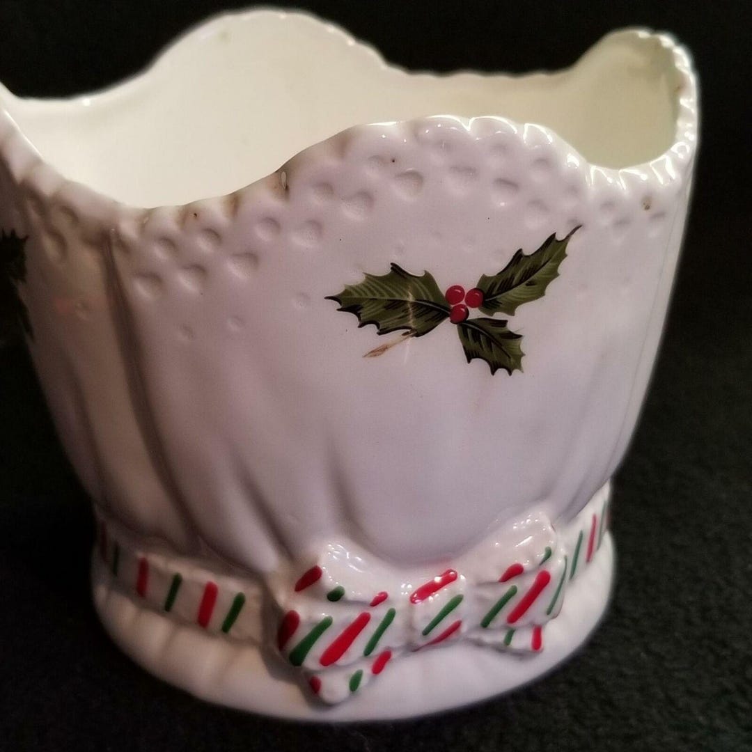 Vintage 80s Geo Z Lefton Holly Planter Candy Dish White 5" - Etsy