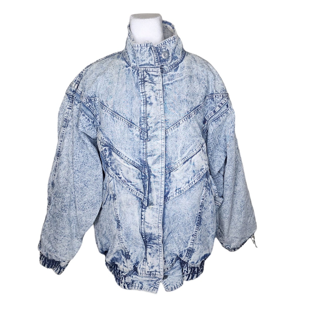 Vintage 80s East West Acid Wash Puffer Jean Jacket Womens Size 2XL Blue ...