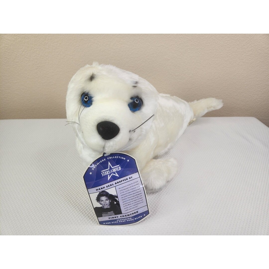 Vintage 2000 Stars in the Wild Harp Seal Plush White Blue Eyes Cindy ...
