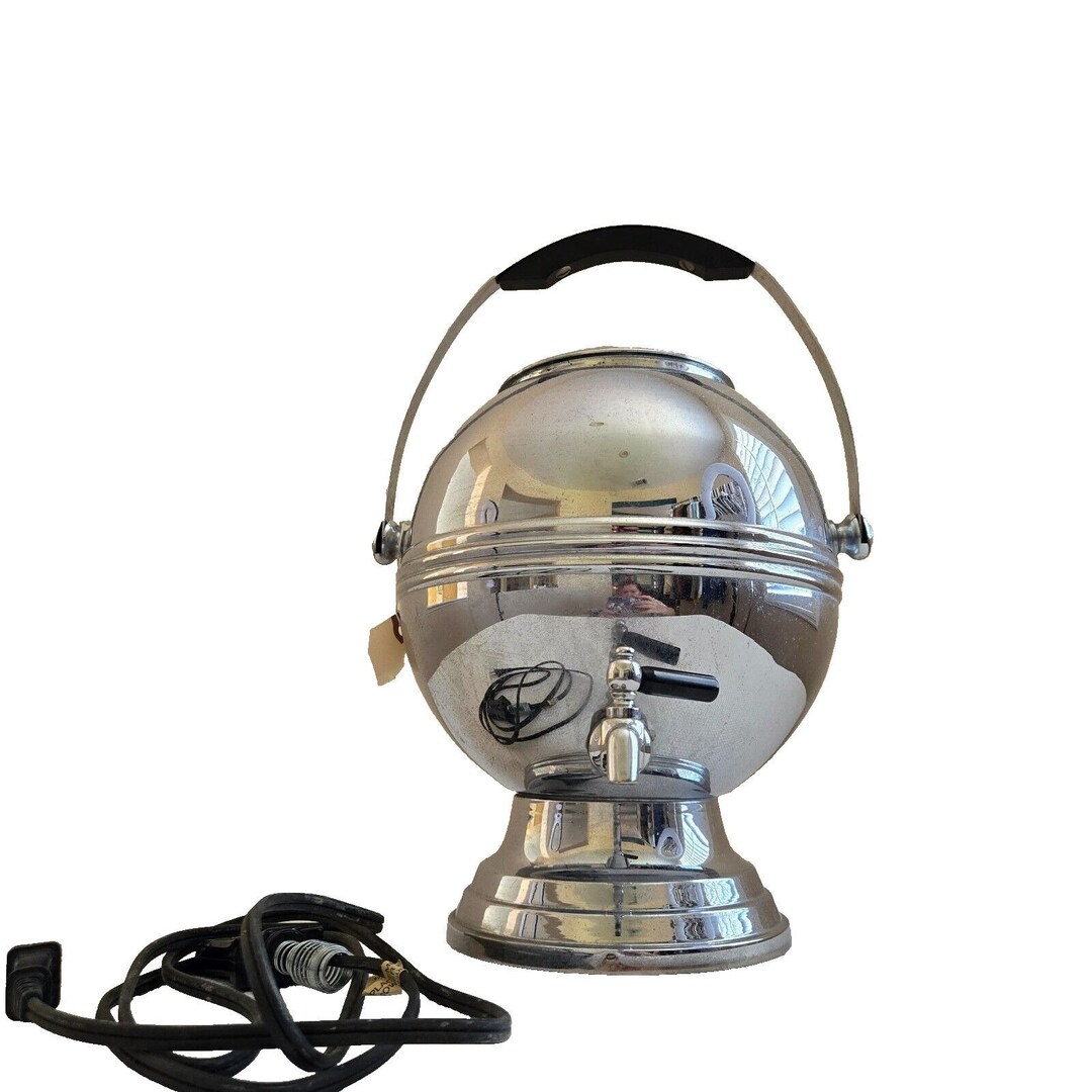 Vintage 50s MCM Mid Century Art Deco Chrome Ball Coffee Pot Percolator ...