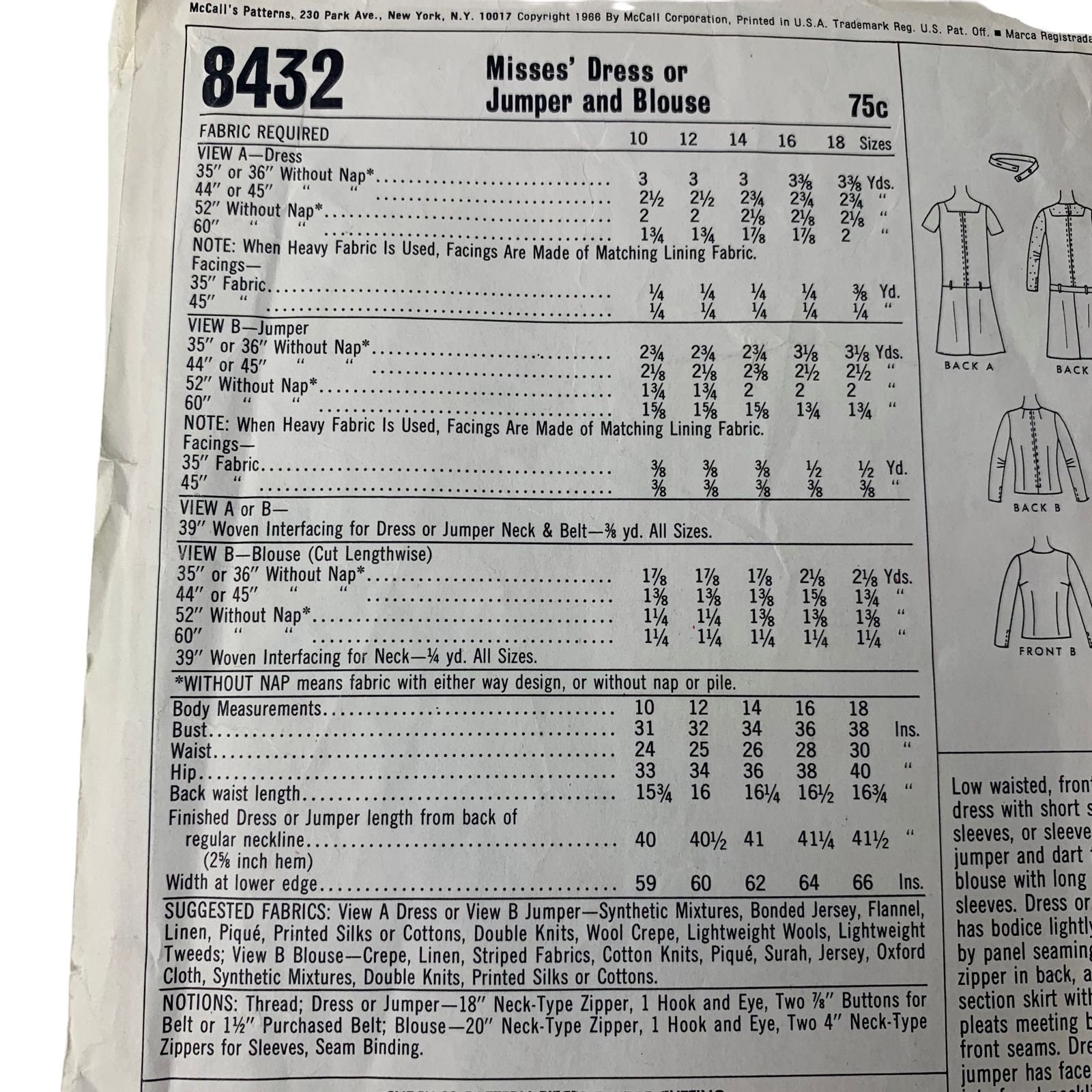 Vintage 60s Mccalls 8432 Pattern Misses 10-18 Drop Waist Dress - Etsy