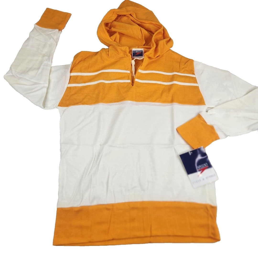 Vintage 80s Speedo Hooded Knit Sweatshirt Womens M Yellow White ...