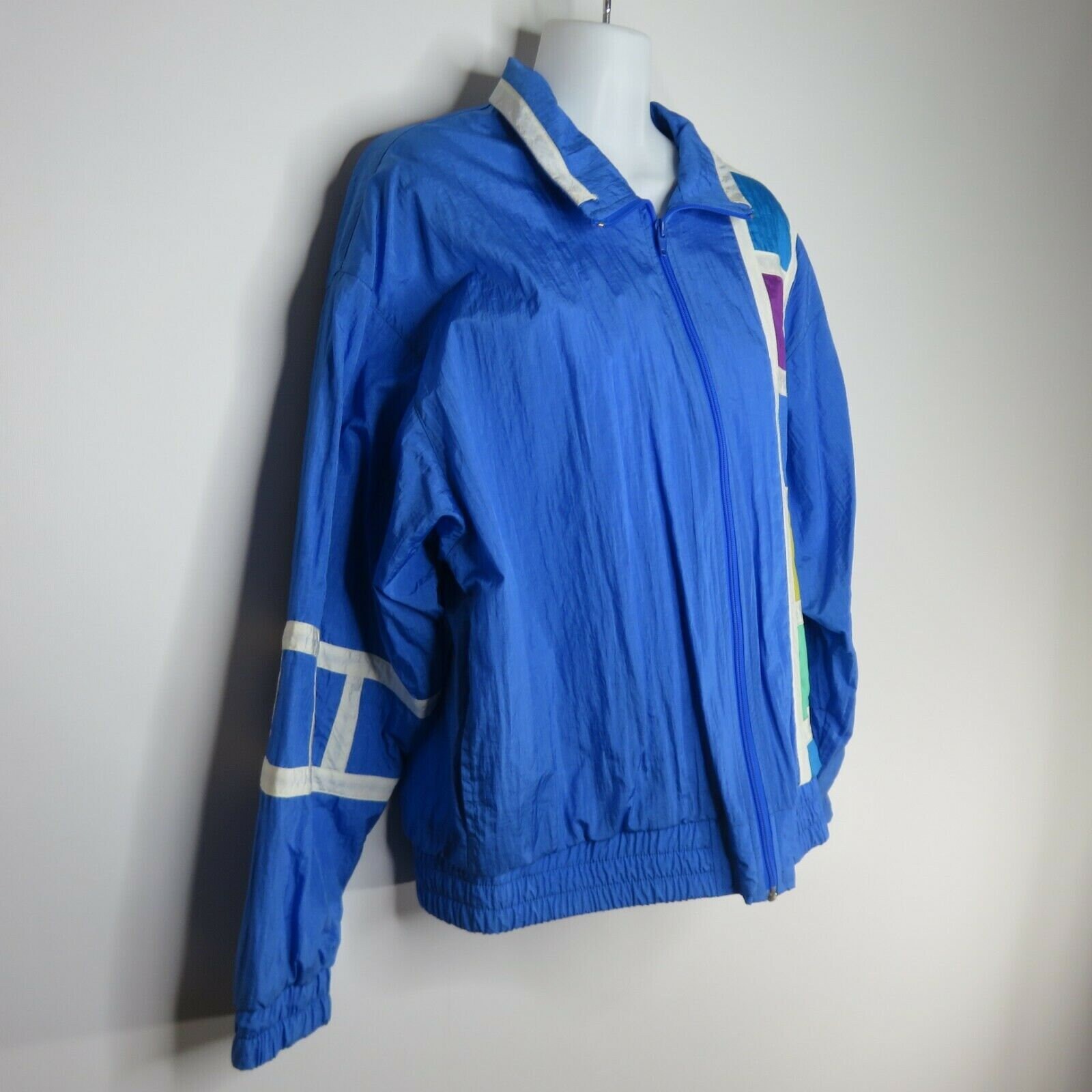 Vintage 90s Mens S Color Block Track Jacket Blue Purple Teal - Etsy