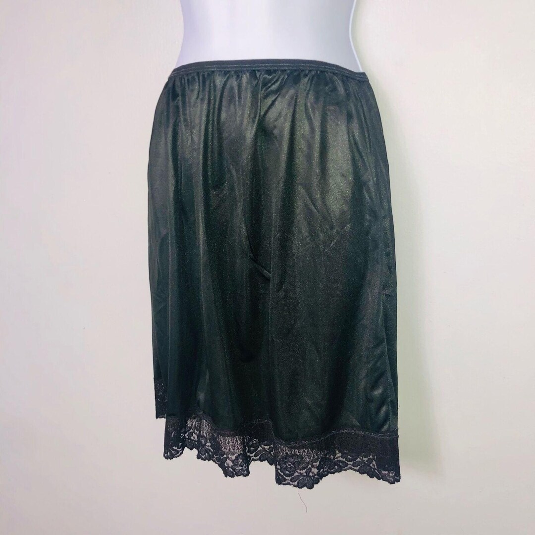 Vintage 70s Womens M Half Slip Black Lace Skirt - Etsy