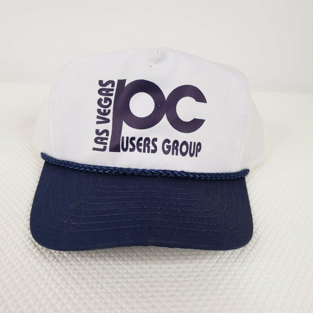 Vtg Las Vegas PC Users Group White Blue Snapback Baseball Cap Hat Tech ...