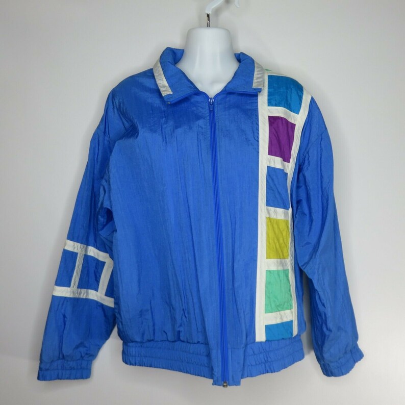 Vintage 90s Mens S Color Block Track Jacket Blue Purple Teal - Etsy