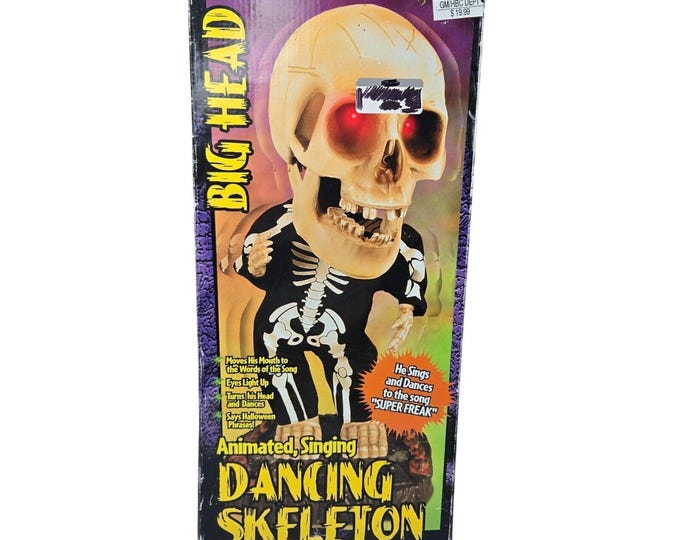 Vintage Gemmy Big Head Animated Singing Dancing Skeleton Halloween ...