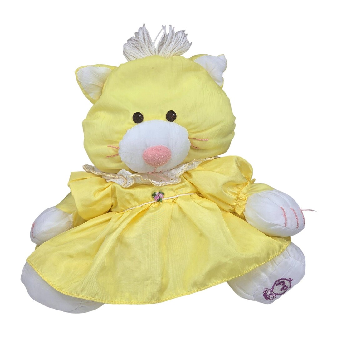 Vintage Fisher Price Puffalumps Cat Plush Yellow Dress - Etsy