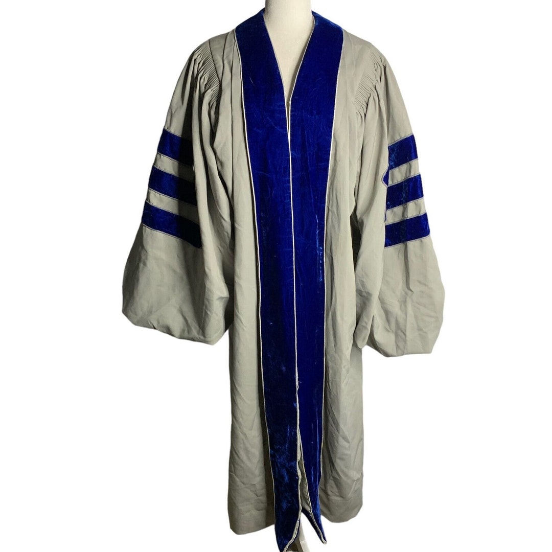 Vintage Academic Choir Robe Gown Grey Blue Fluted Velvet Bell Sleeve ...