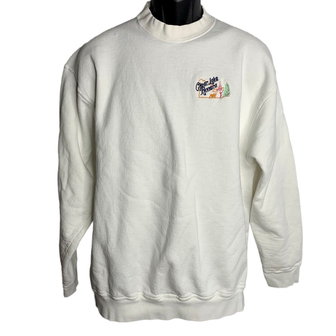 Vintage 80s Mens Clear Lake Riviera Sweatshirt XL White Crewneck ...