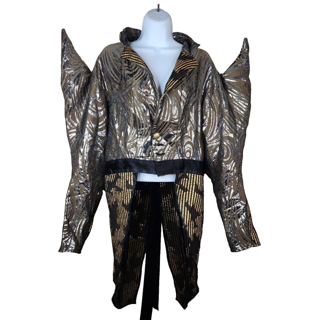 Vintage Dramatic Jacket With Tails Womens Size L Gold Silver Black ...